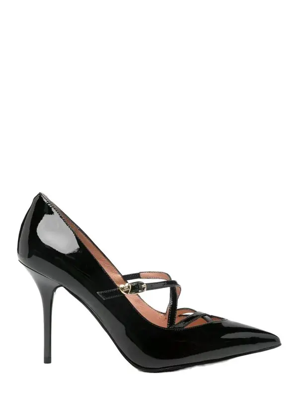 Moschino 100mm Leather Cross-strap Pumps - Black
