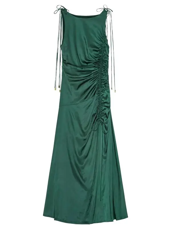 GANNI Satin Maxi Dress - Green