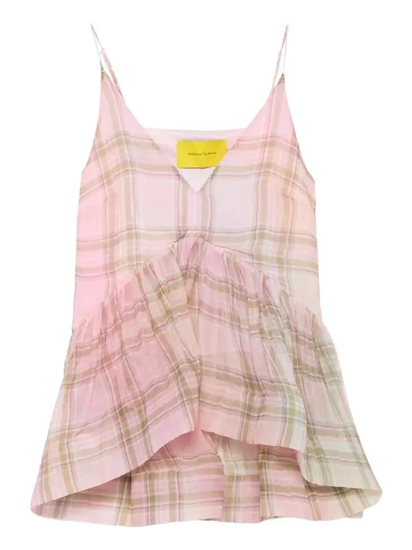 MARQUES' ALMEIDA Tartan-check Chiffon Top - Pink