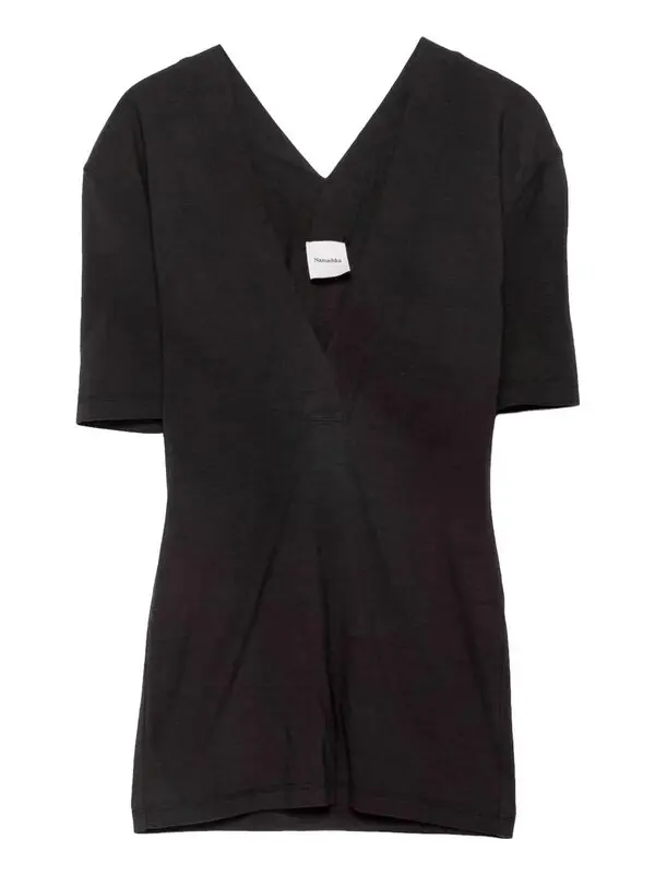 Nanushka Akka Short-sleeved Wool Top - Grey