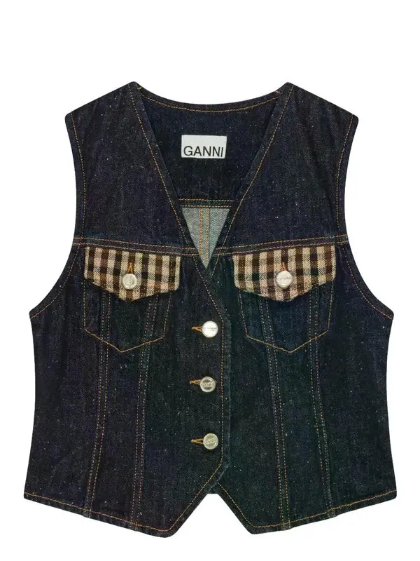 GANNI Denim Waistcoat - Blue