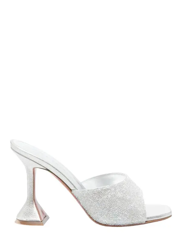 Amina Muaddi 95mm Leather Heeled Sandals - Silver