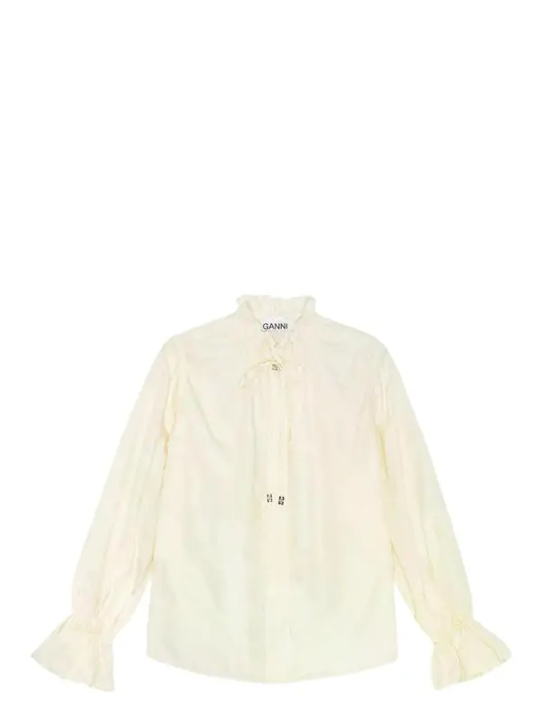 GANNI Ruffled-cuff Blouse - Neutrals