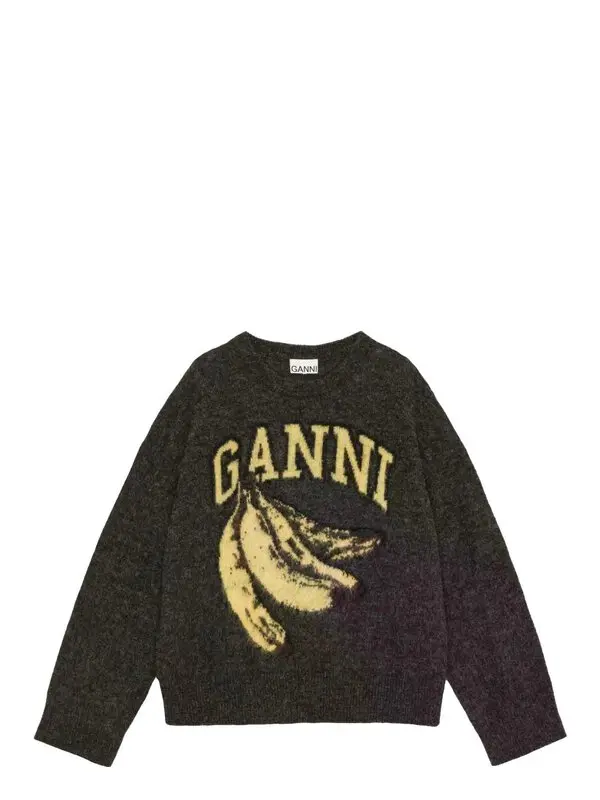 GANNI Intarsia-logo Jumper - Grey