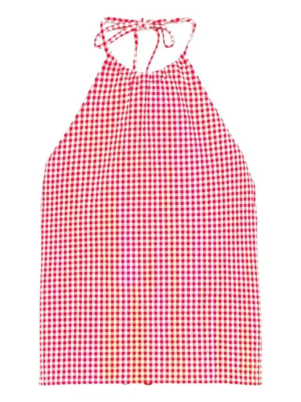 Hunza G Gingham Halterneck Top - Red