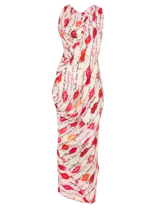 VIVIENNE WESTWOOD Kiss-print Draped Dress - Pink