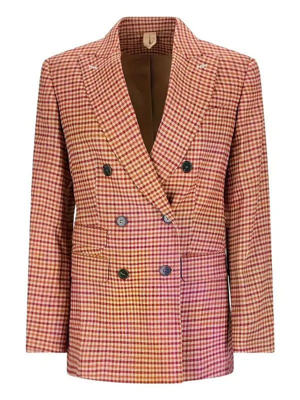Max Mara Gingham Double-breasted Jacket - Red