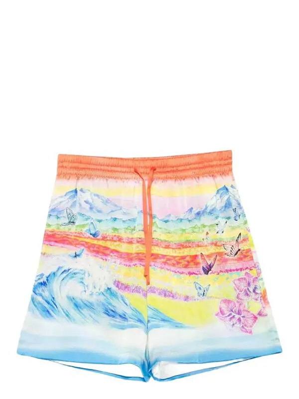 Casablanca Landscape-wave Print Shorts - Orange