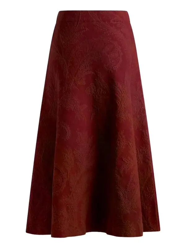 Etro Paisley-jacquard A-line Midi Skirt - Red