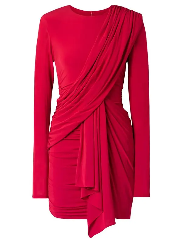 Isabel Marant Georgia Ruched Draped Jersey Mini Dress - Red