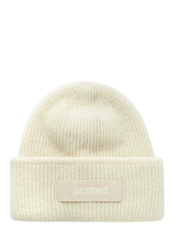 Jacquemus Grosgrain-trimmed Ribbed-knit Beanie - Off-white