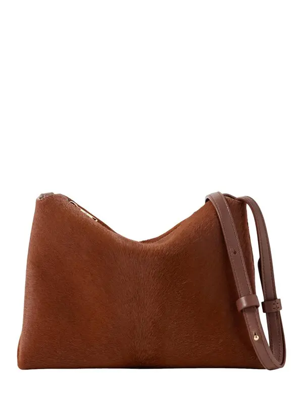 Khaite Lina Medium Calf Hair Shoulder Bag - Brown