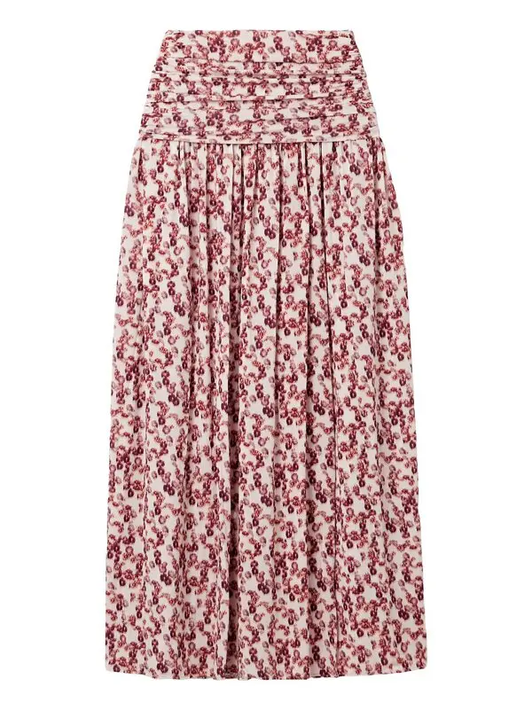 Isabel Marant Gwendy Ruched Floral-print Maxi Skirt - Red