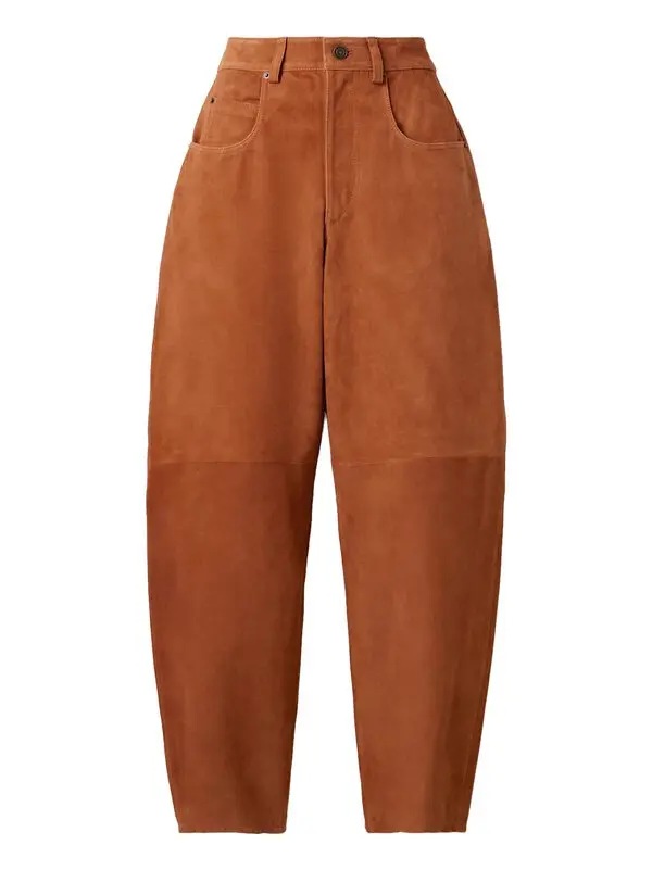 Isabel Marant Darielle Suede Tapered Trousers - Brown