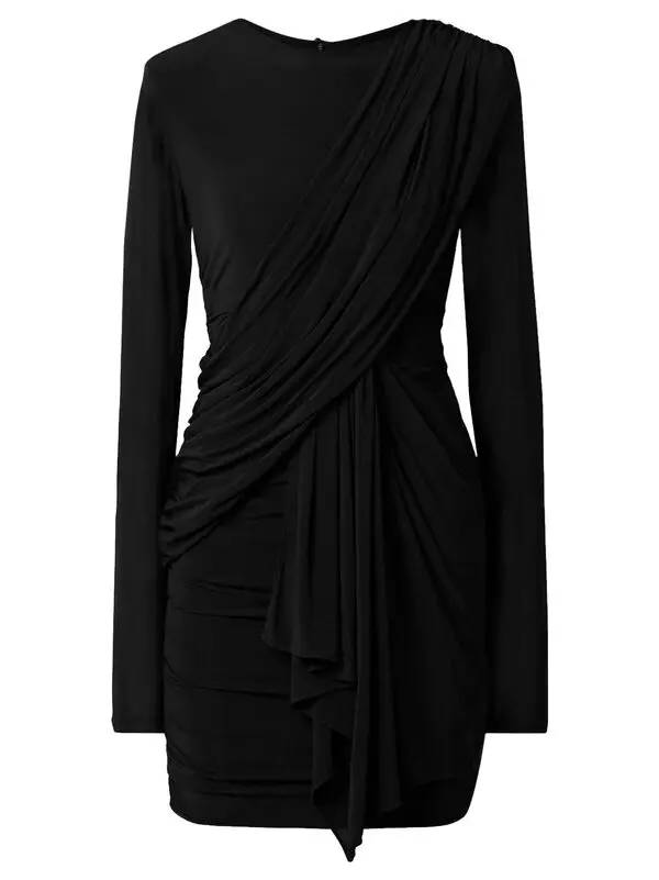 Isabel Marant Georgia Ruched Draped Mini Dress - Black