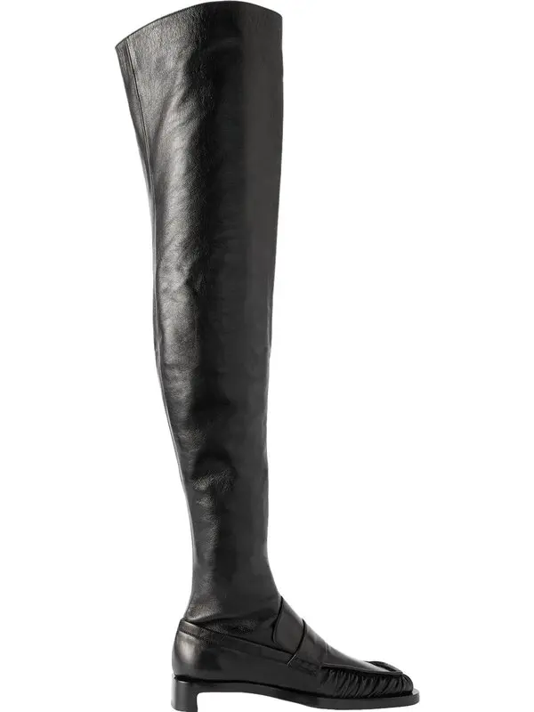 JIL SANDER Leather Over-the-knee Boots - Black