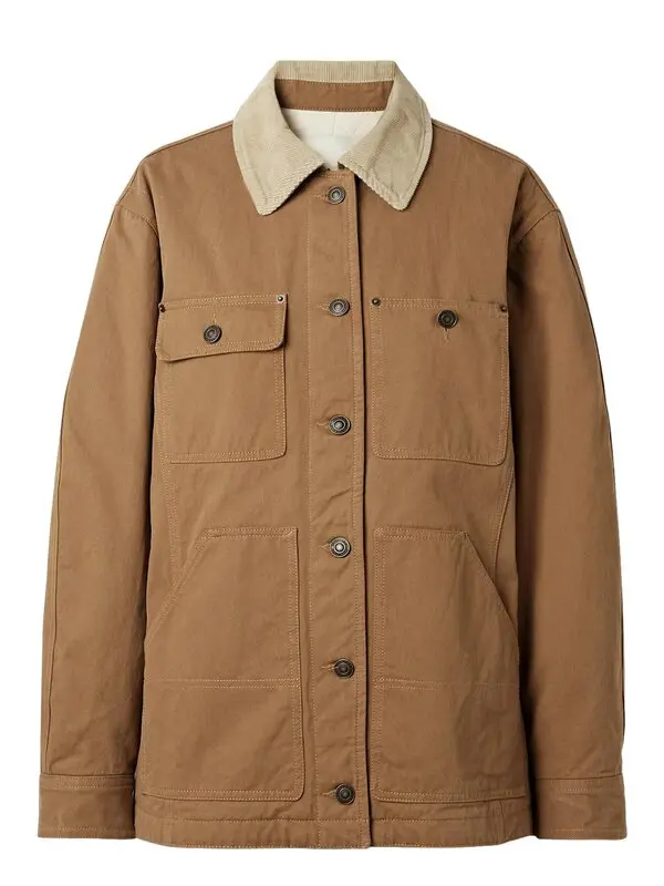Isabel Marant Ninon Corduroy-trimmed Cotton-twill Jacket - Brown