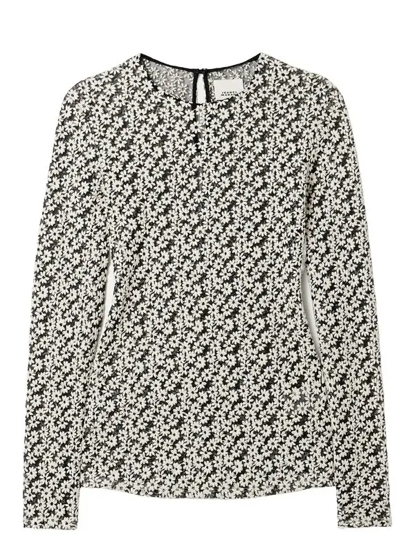 MARANT ETOILE Soline Embroidered Top - Gray