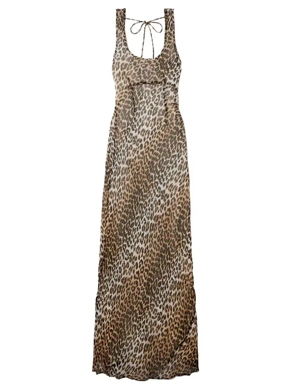 GANNI Leopard-print Chiffon Maxi Dress - Animal Print