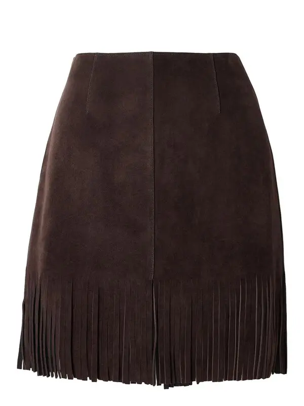 Etro Fringed Suede Mini Skirt - Brown