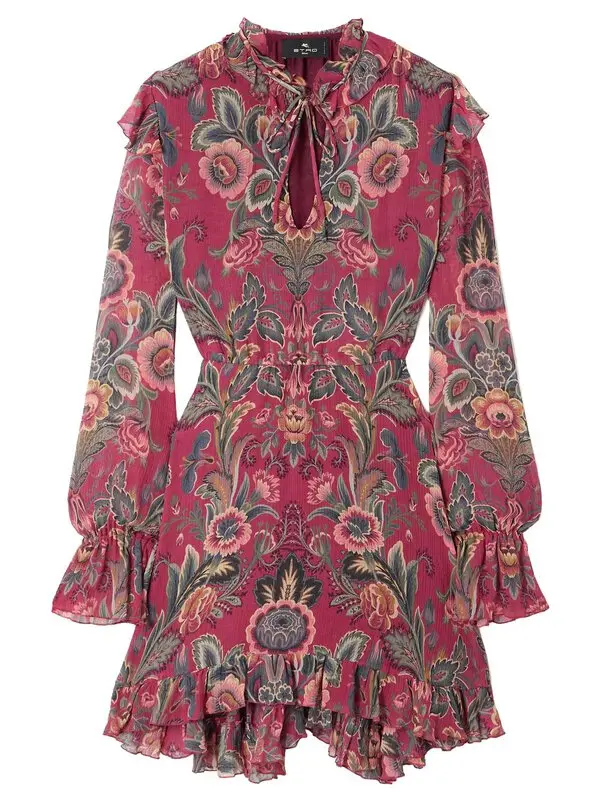 Etro Boho Paisley-print Mini Dress - Burgundy