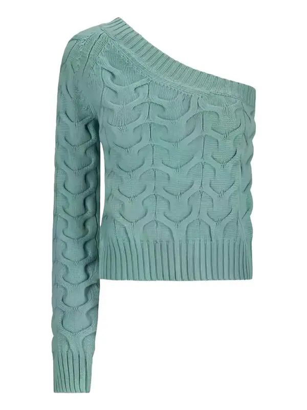 Max Mara Cable-knit One-shoulder Top - Blue