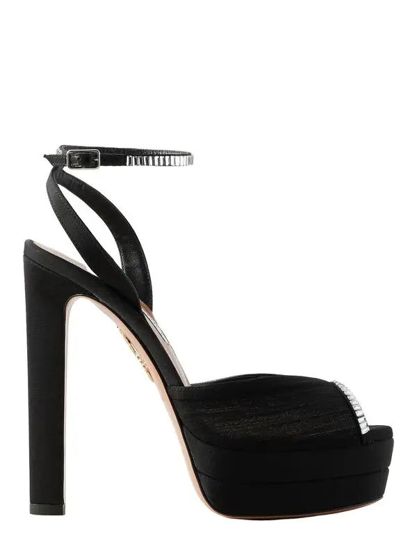 AQUAZZURA Be Mine Plateau 130 Crystal-embellished Platform Sandals - Black