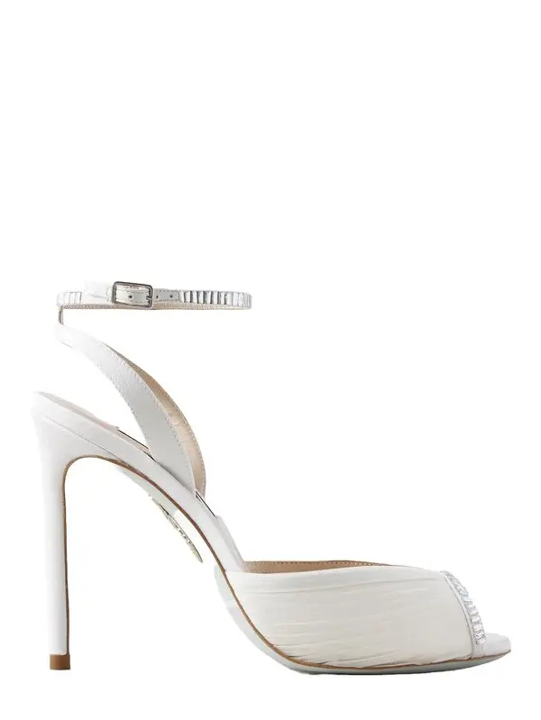 AQUAZZURA Be Mine 105 Embellished Sandals - White