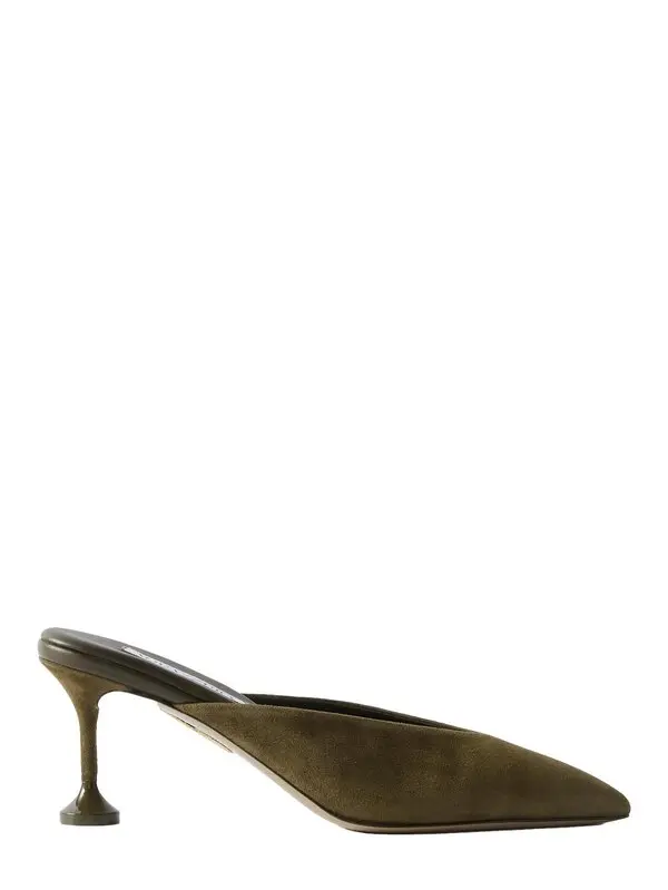 AQUAZZURA Bisous 65 Suede Mules - Green