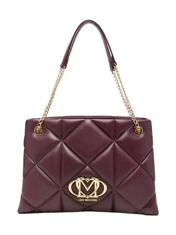 Moschino Quilted Tote Bag With Chain Strap - Purple