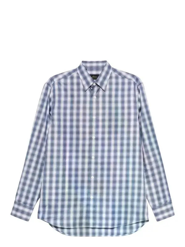 Brioni Checked Cotton Shirt - Blue