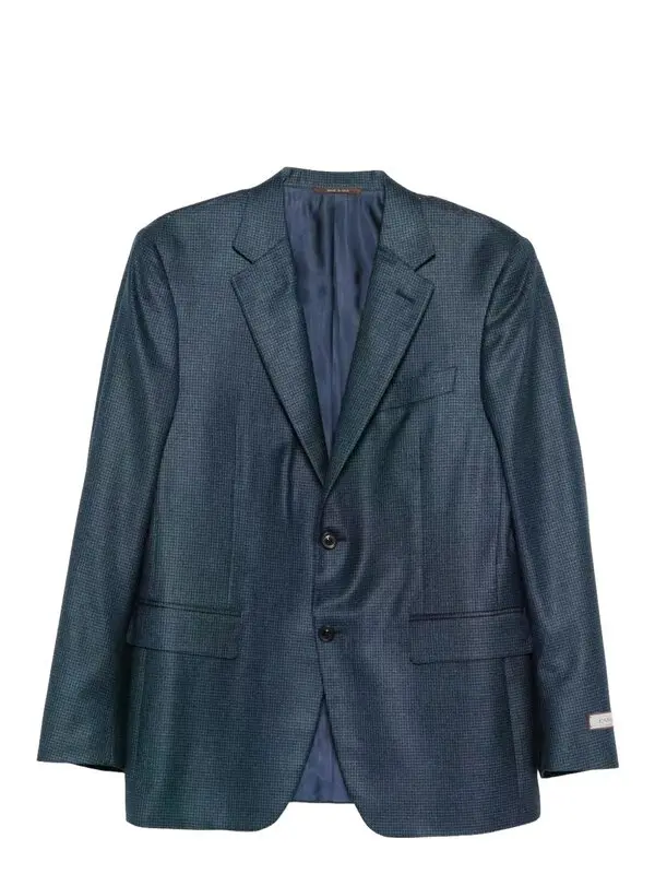 Canali Checked Buttoned Jacket - Blue