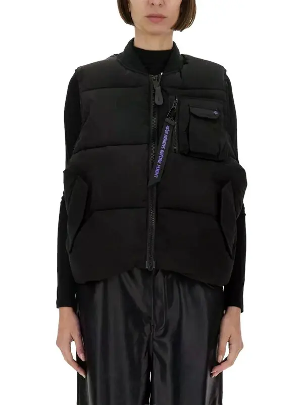 Alpha Industries Quilted Gilet With Chest-pocket - Black