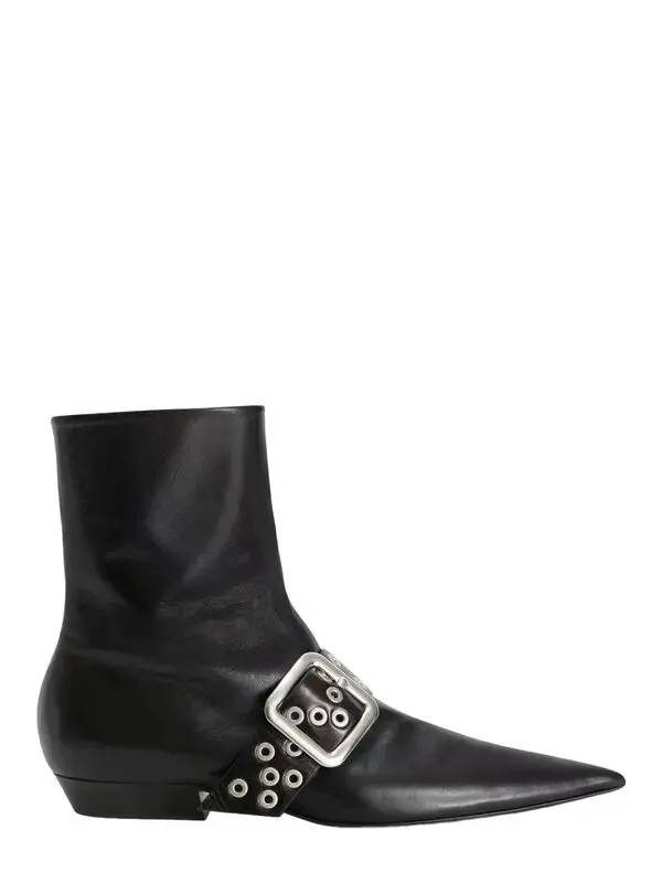 JIL SANDER Leather Ankle Boots - Black