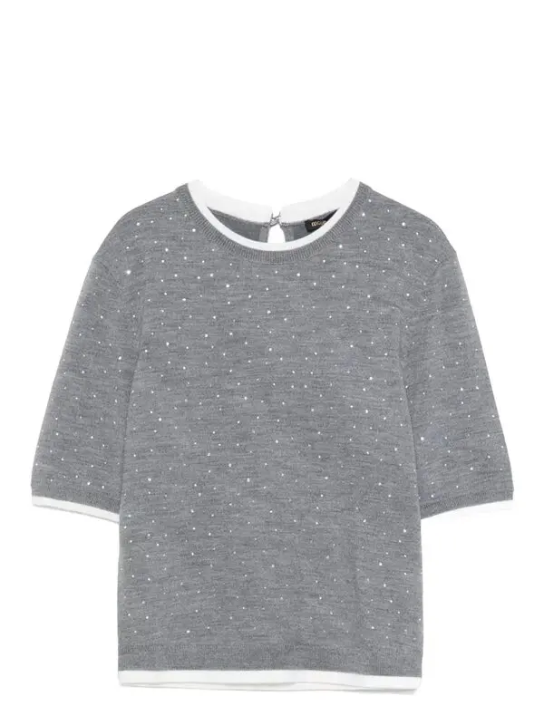 Maje Rhinestone-embellished T-shirt - Grey