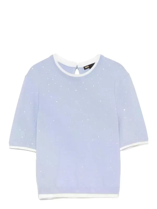 Maje Rhinestone-embellished T-shirt - Blue
