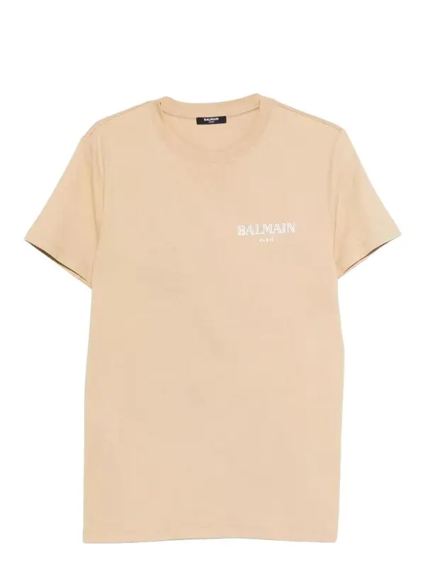 Balmain Logo-detail Cotton T-shirt - Neutrals