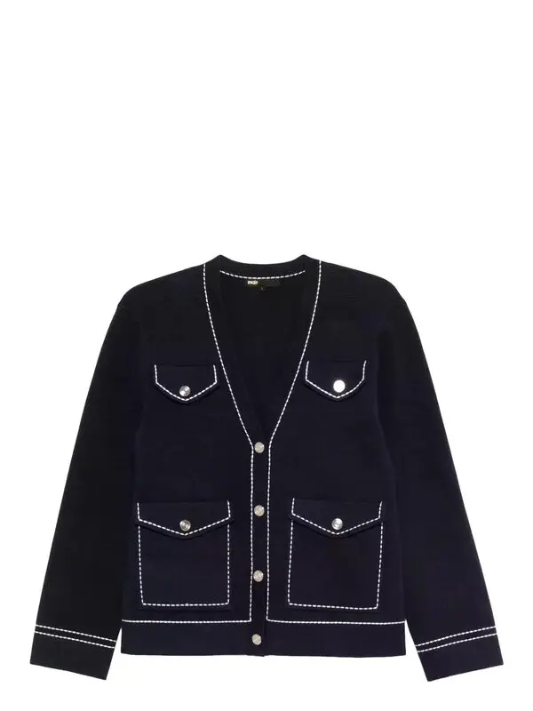 Maje Contrast-stitch Cardigan - Blue