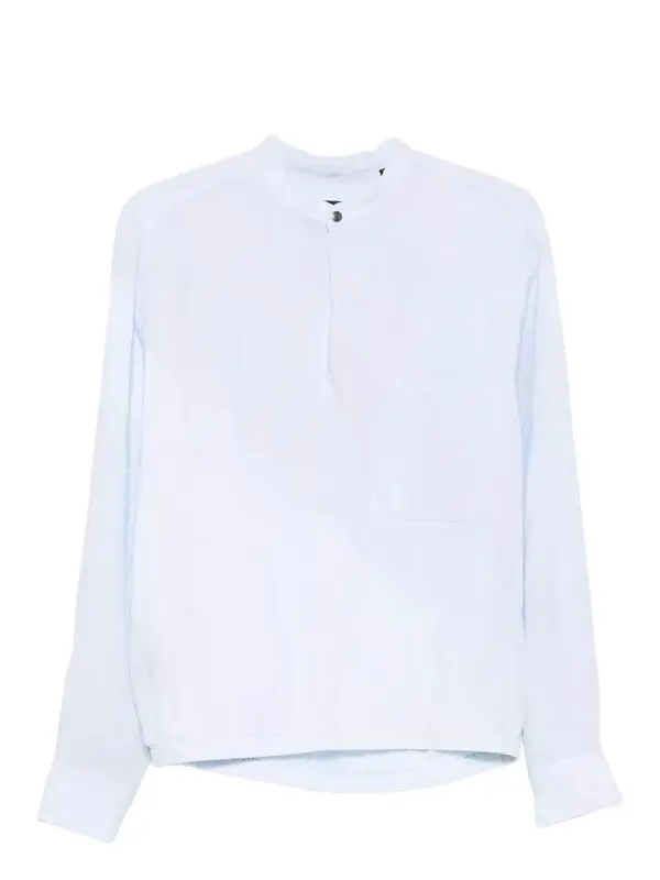 Giorgio Armani Band-collar Linen Shirt - Blue