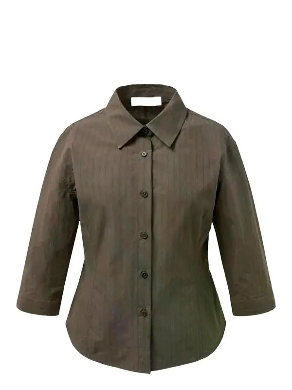 AMOMENTO Pinstripe Shirt - Brown