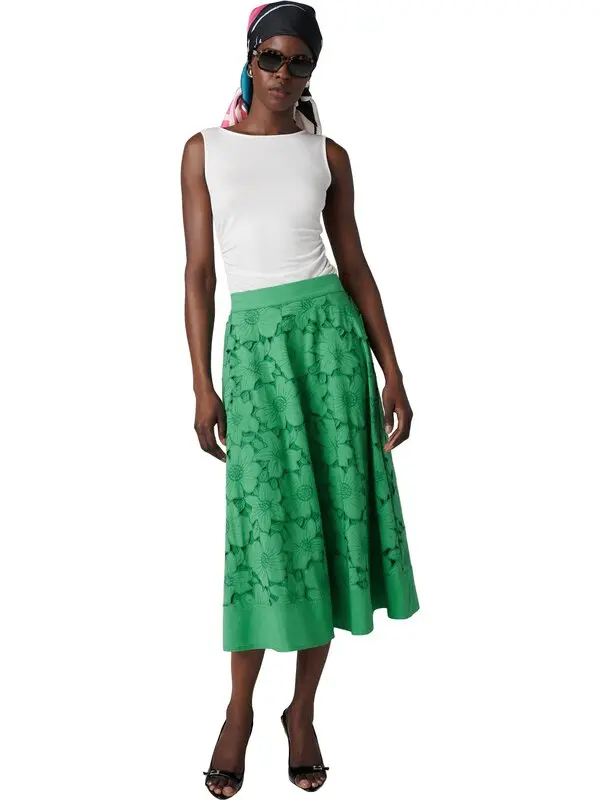 Diane Von Furstenberg Marley Floral Eyelet Skirt - Indian Green