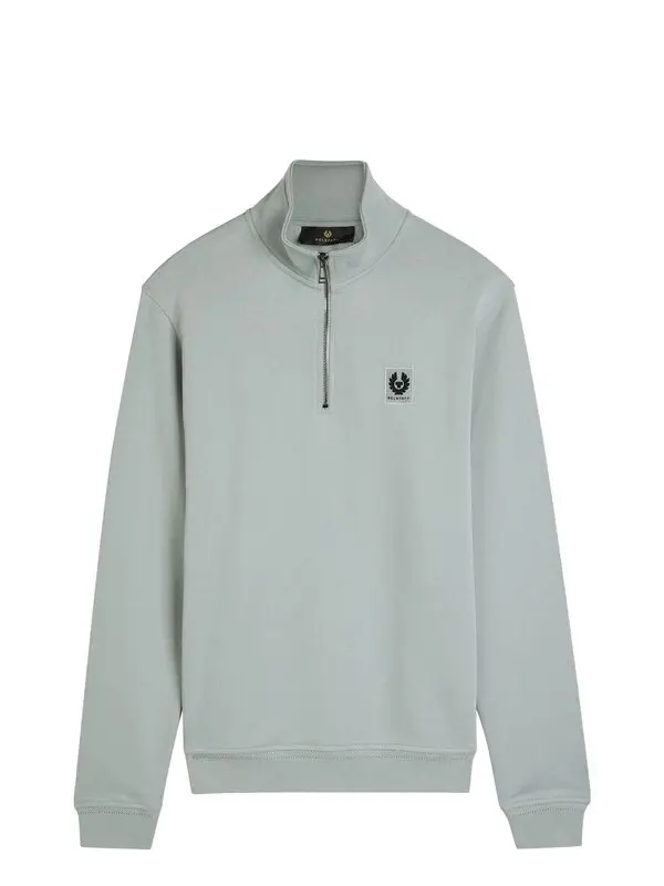 Belstaff Half-zip Cotton Sweatshirt With Logo - Light Blue
