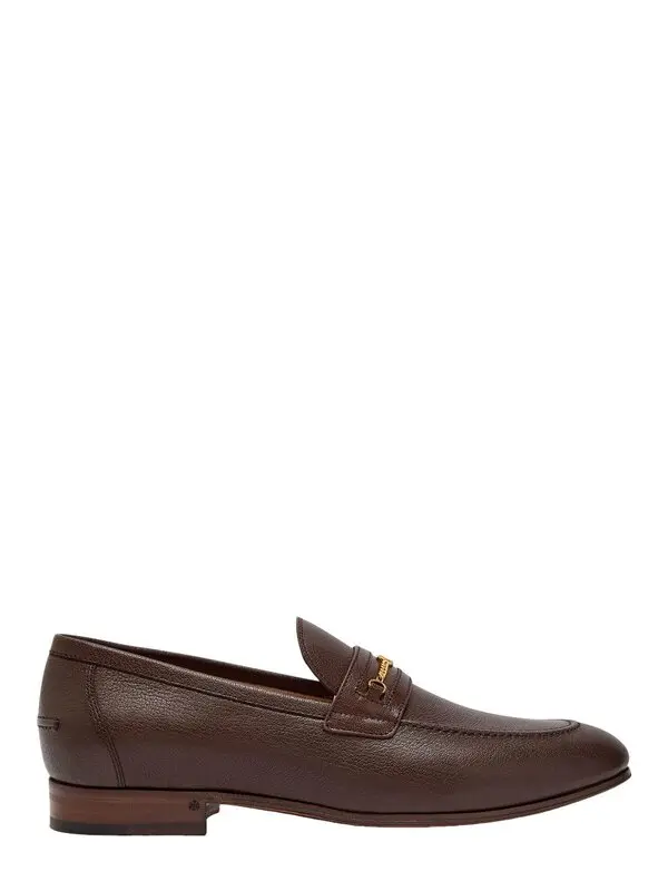 Valentino Garavani Vlogo Grained Leather Loafers - Brown