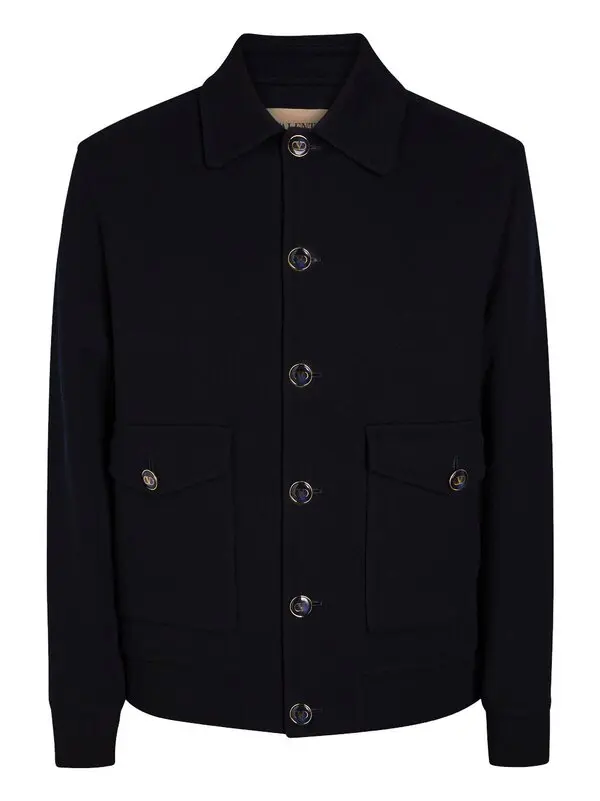 Valentino Garavani Wool And Cashmere-blend Bomber Jacket - Black