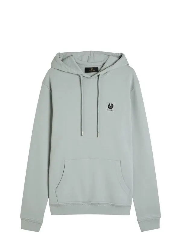 Belstaff Logo Hooded Cotton Sweatshirt - Light Blue