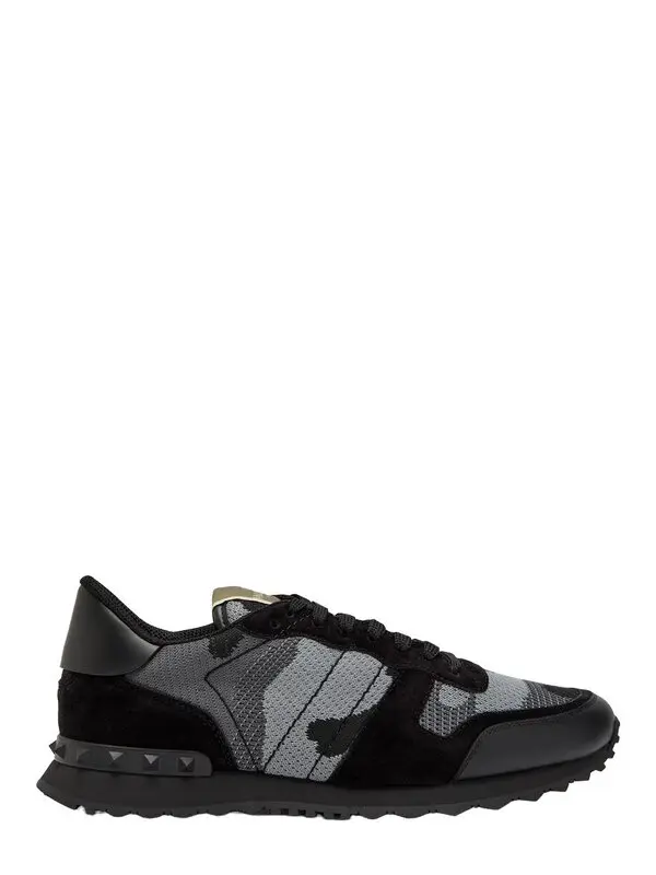 Valentino Garavani Rockrunner Camouflage-jacquard Sneakers - Black