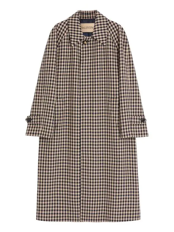 Valentino Garavani Single-breasted Cotton And Wool Coat - Navy/beige