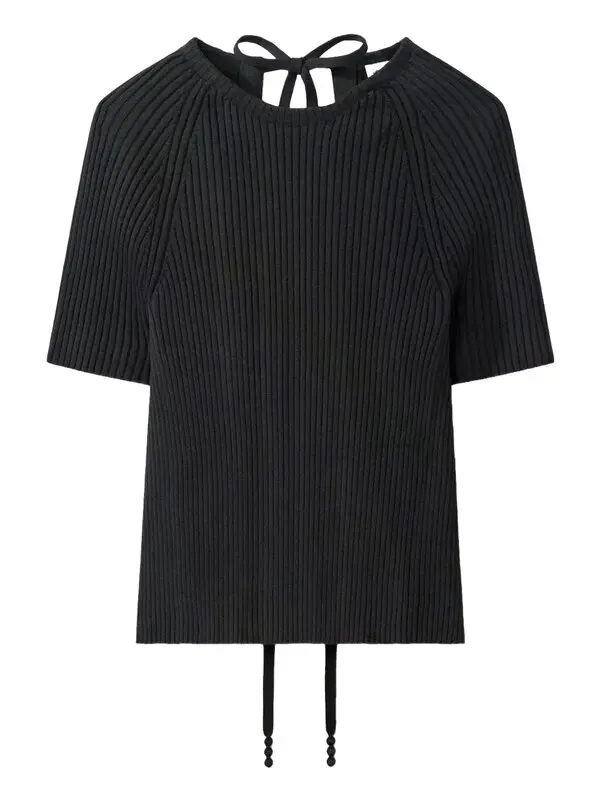 Tory Burch Ribbed Tie-back Pullover - Black