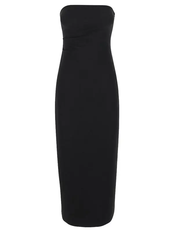 PLAIN Bustier Tech Fabric Dress With Slit - Black