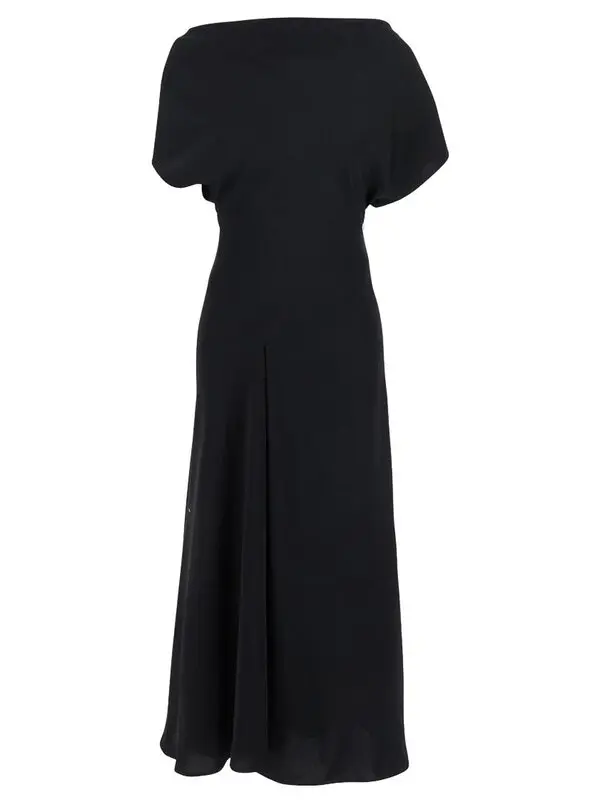 PLAIN Long Dress With Square Neckline - Black